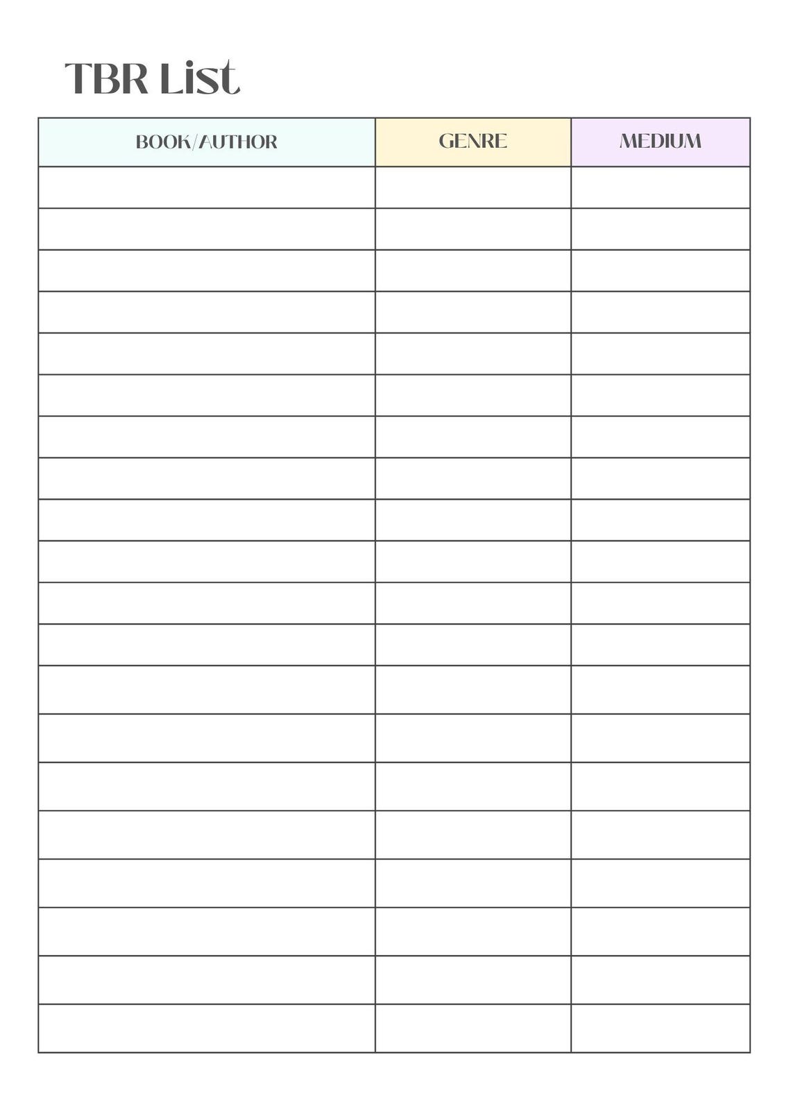 To Be Read TBR List - Etsy