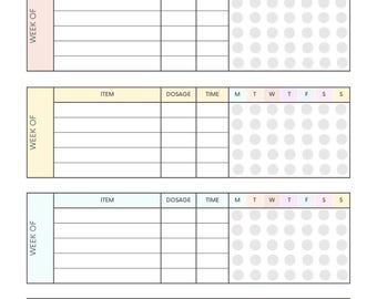 Vitamins, Supplements, Chart, Log, Tracker, Health, Digital, Download ...