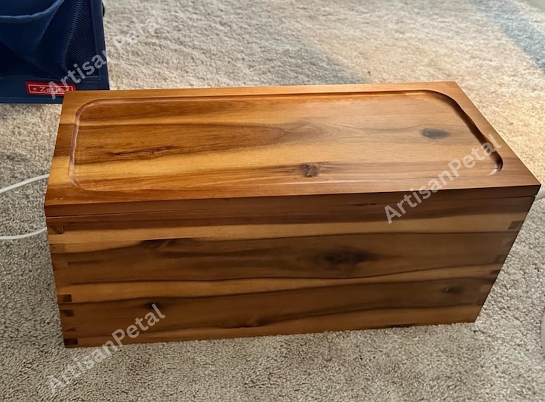Acacia Wood Cabel Menagement Box | Wire Organizer | Power Strip Box ...