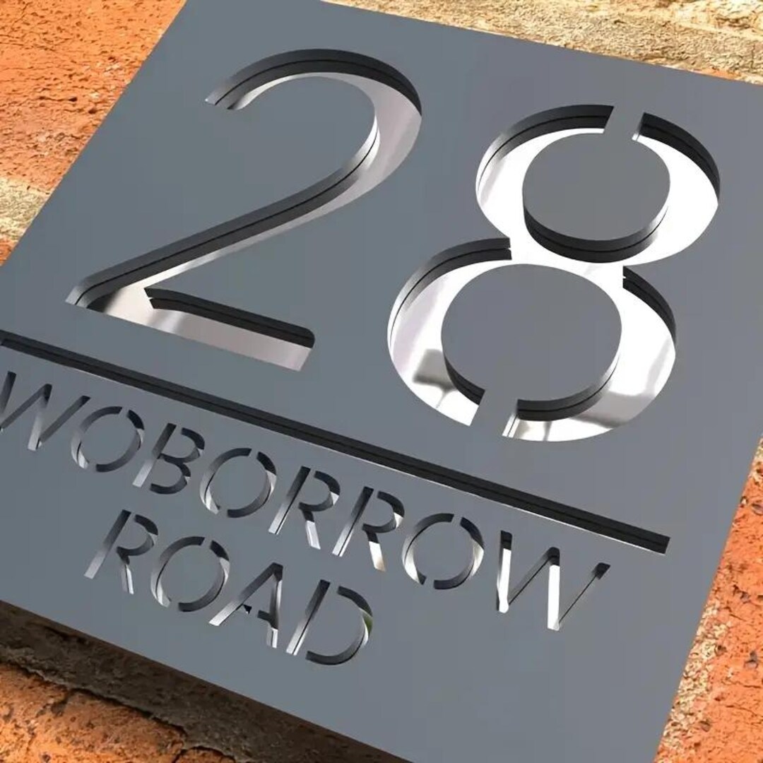 Modern House Number Plaque Light Laser Cut Acrylic Square and Rectangle ...