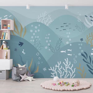 Underwater Ocean Wall Mural – Serene & Playful Marine Life Wallmural ...