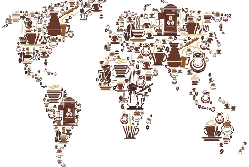 Coffee World Map Wall Mural - Etsy