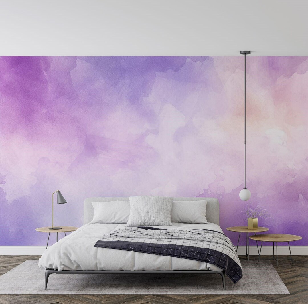 Washed Purple Wall Mural Wallpaper Peel-and-stick Wall Mural - Etsy