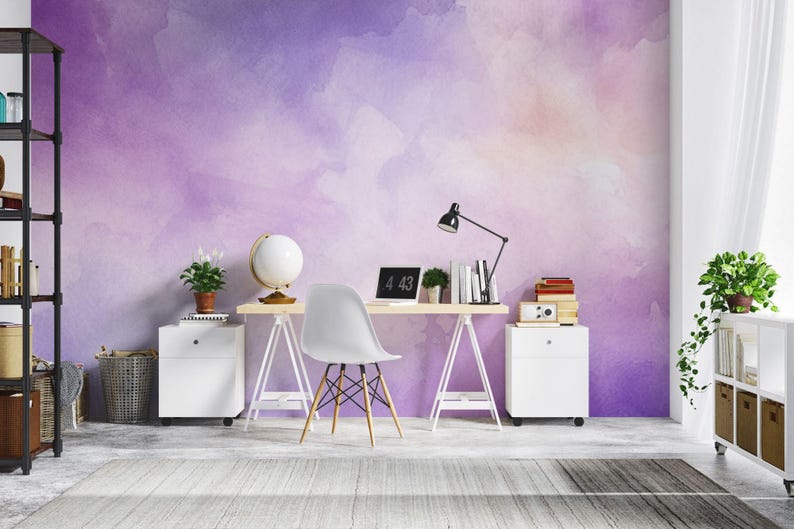 Washed Purple Wall Mural Wallpaper Peel-and-stick Wall Mural - Etsy