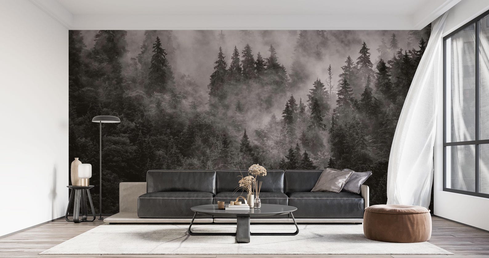 Foggy Forest Wall Mural | Misty Landscape Wall Decor for Bedroom and ...
