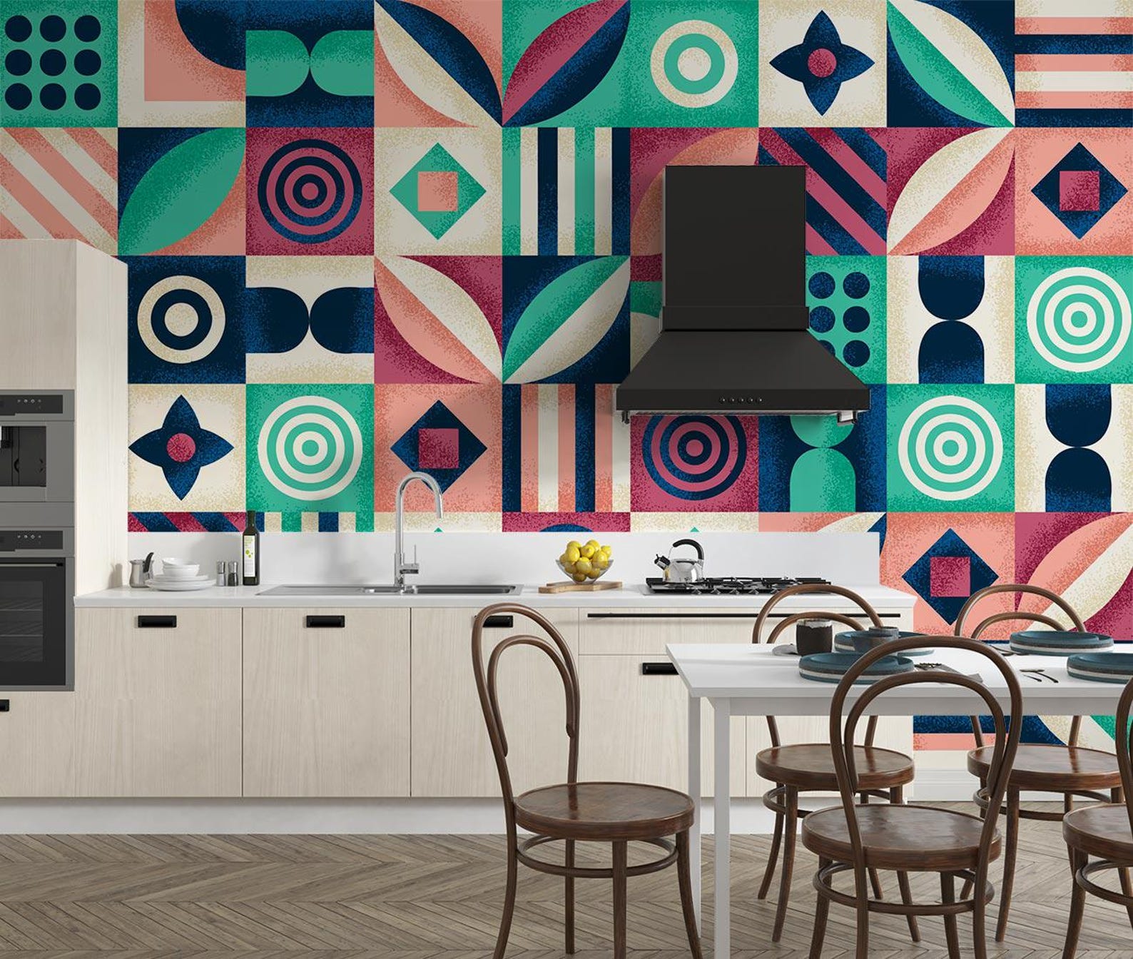 Geometric Pattern Wallpaper Mural | Peel and Stick Wall Mural - Etsy