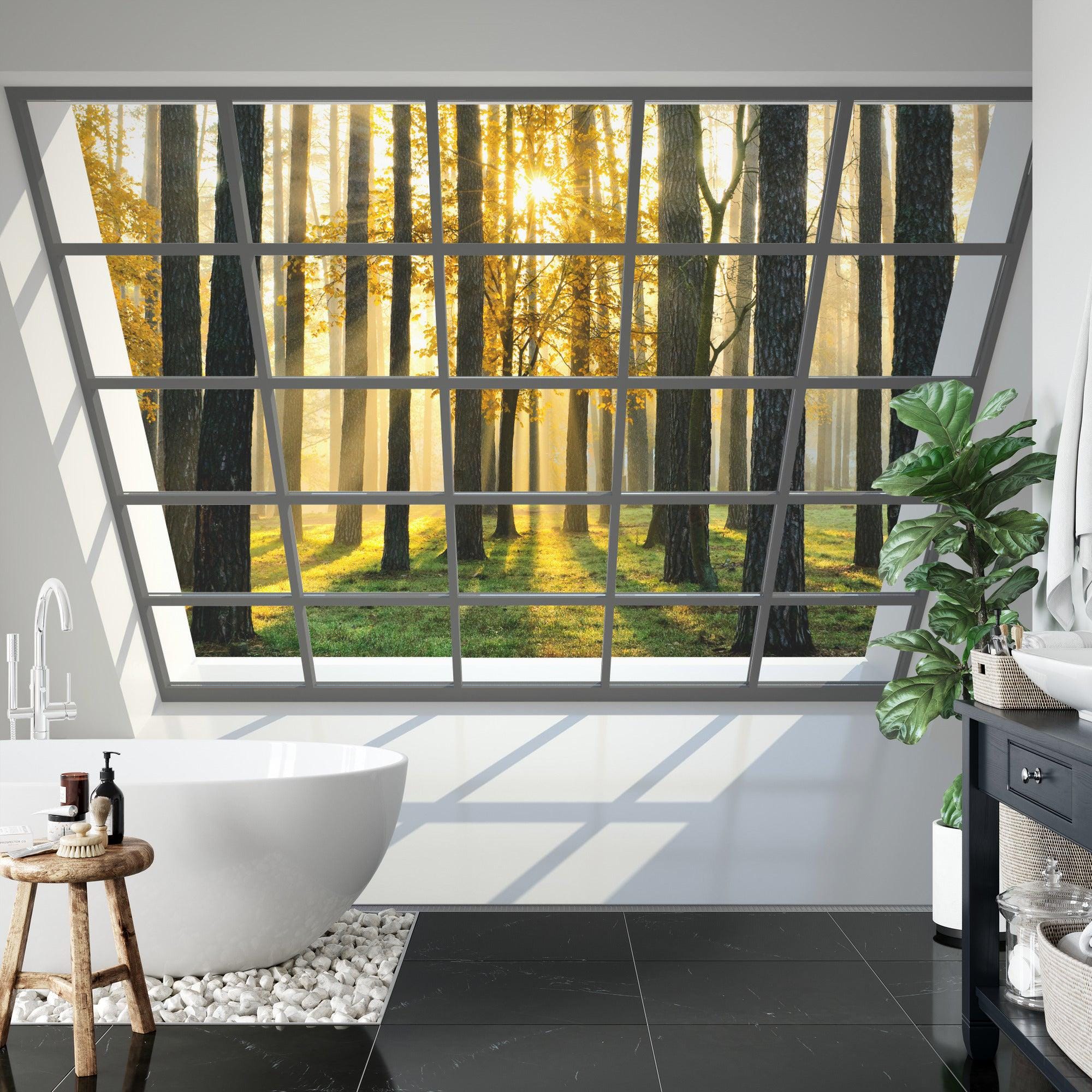 Window Overlooking Forest Wall Mural | Wallpaper Peel-and-stick Wall ...