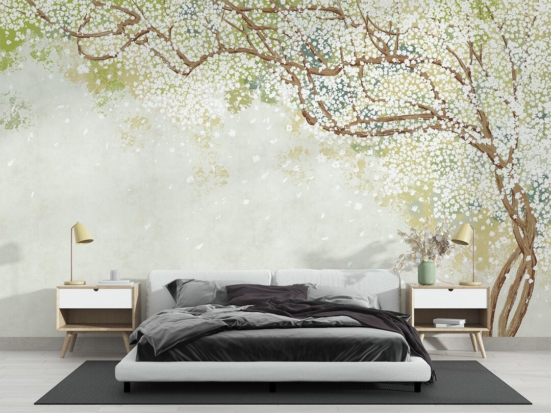 Blossom Tree Wall Mural: Peel and Stick Floral Wallpaper - Etsy