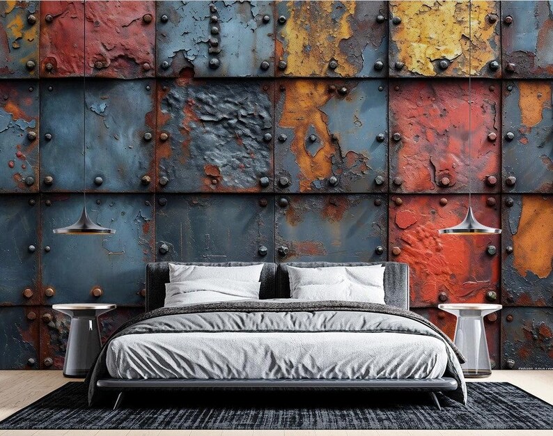 Riveted Piece of Metal Wallpaper Mural | Wallpaper Peel-and-stick Wall ...