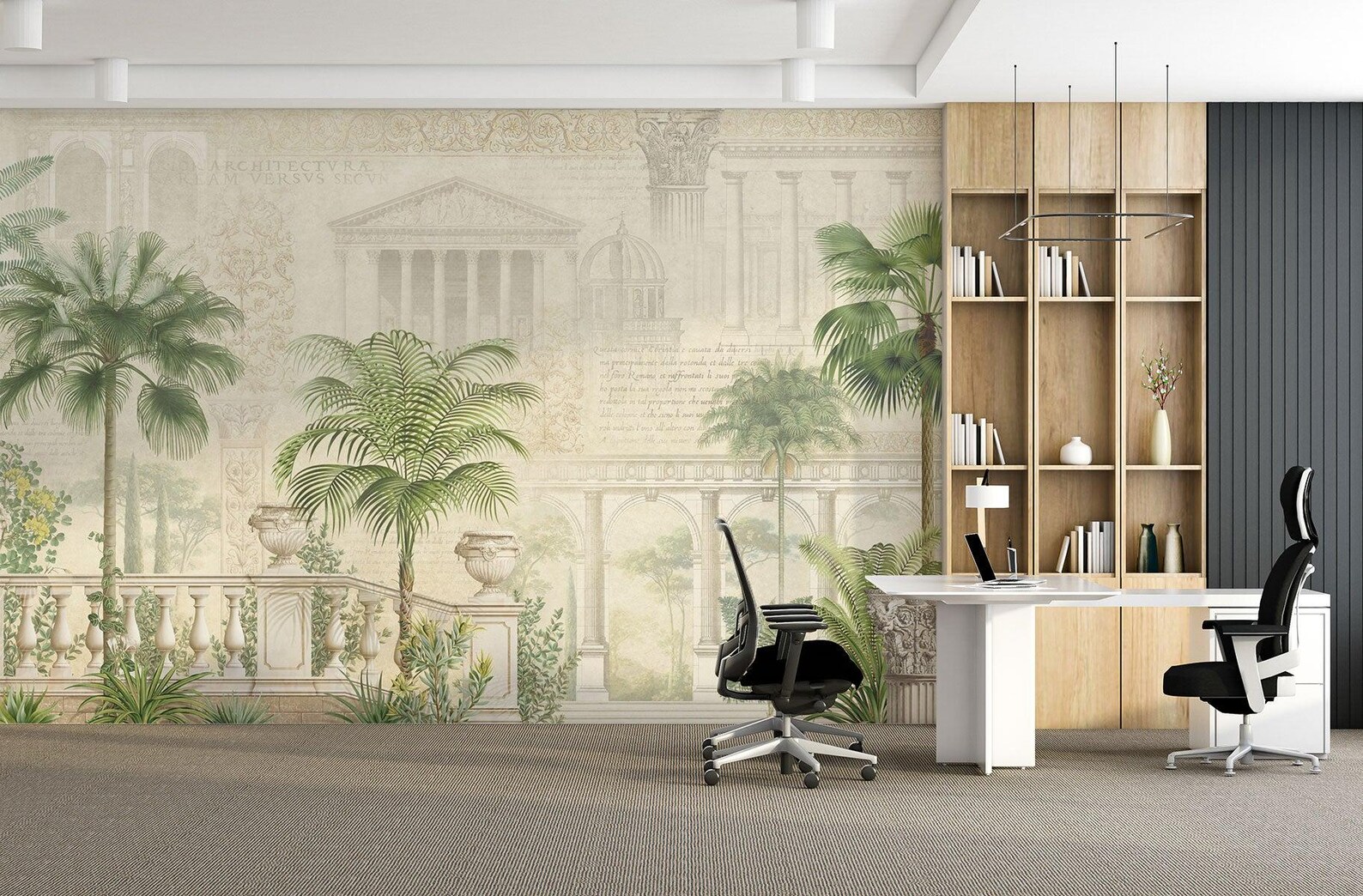 Classical Architecture Wall Mural – Vintage Palm Tree Wallpaper - Etsy
