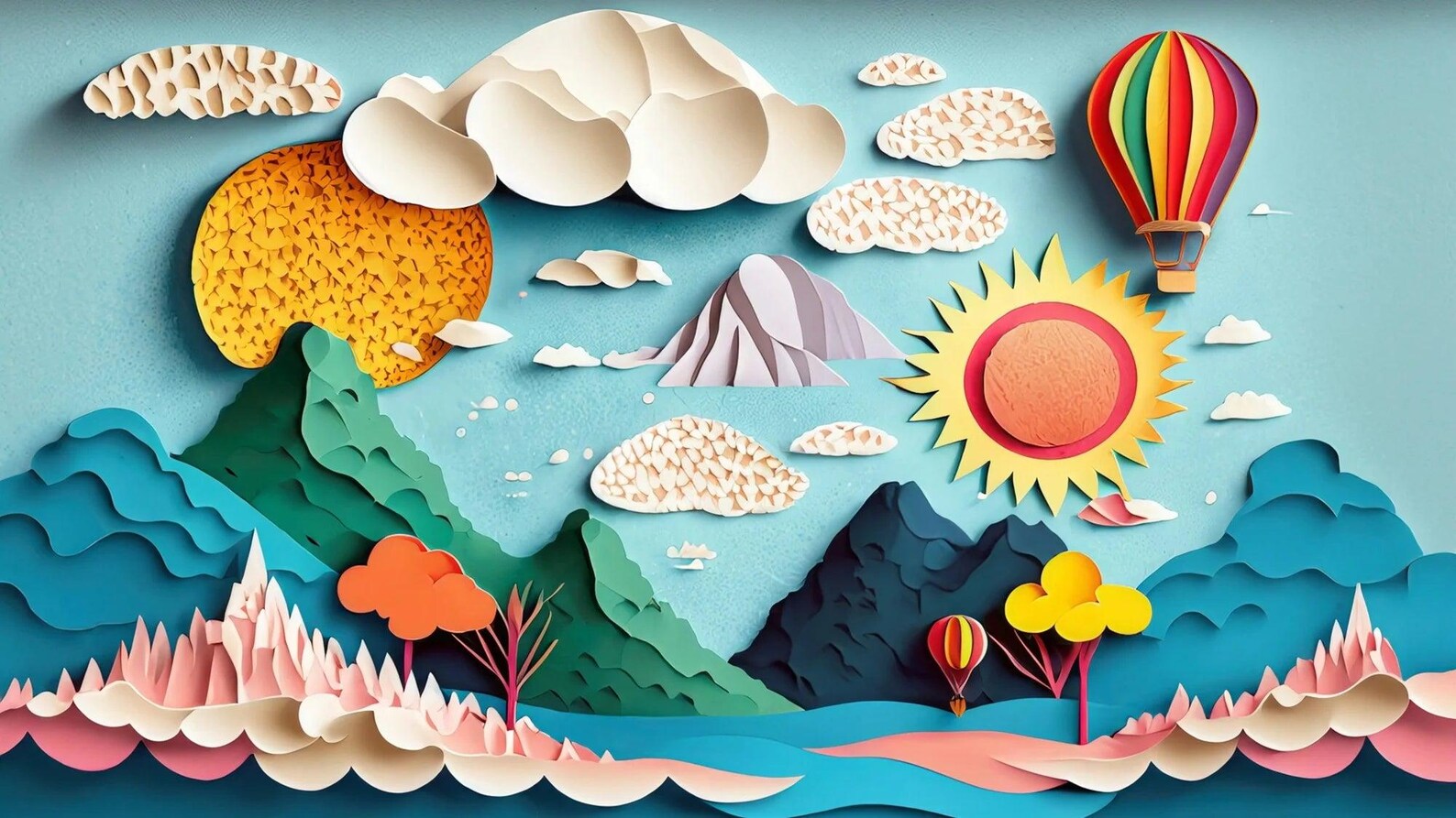 Papercut Landscape Wall Mural | Wallpaper Peel-and-stick Wallmural - Etsy
