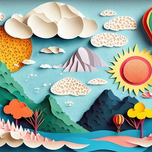 Papercut Landscape Wall Mural | Wallpaper Peel-and-stick Wallmural - Etsy
