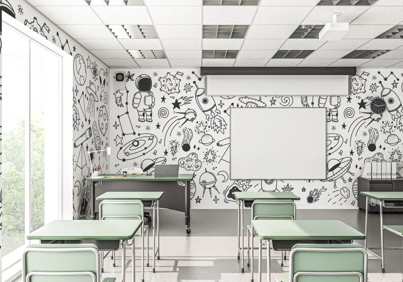 Classroom Space Doodle Wall Mural - Etsy