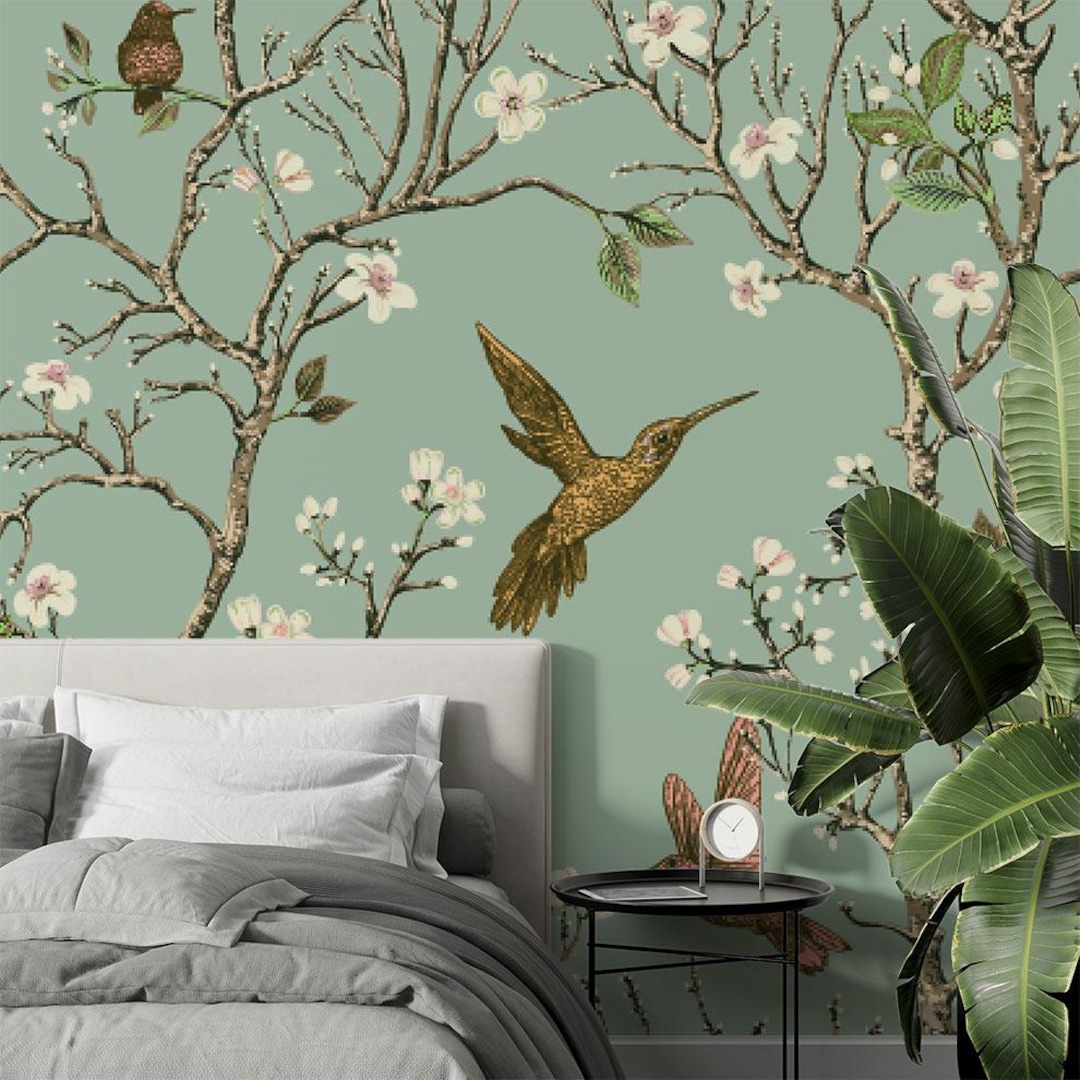 Hummingbird Wallpaper Mural Wallpaper Peel-and-stick Wall Mural - Etsy