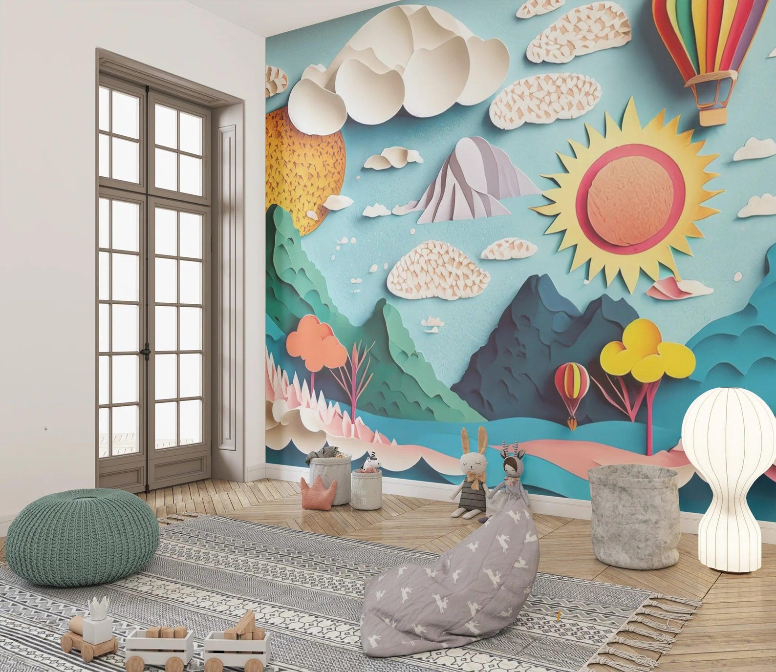 Papercut Landscape Wall Mural | Wallpaper Peel-and-stick Wallmural - Etsy