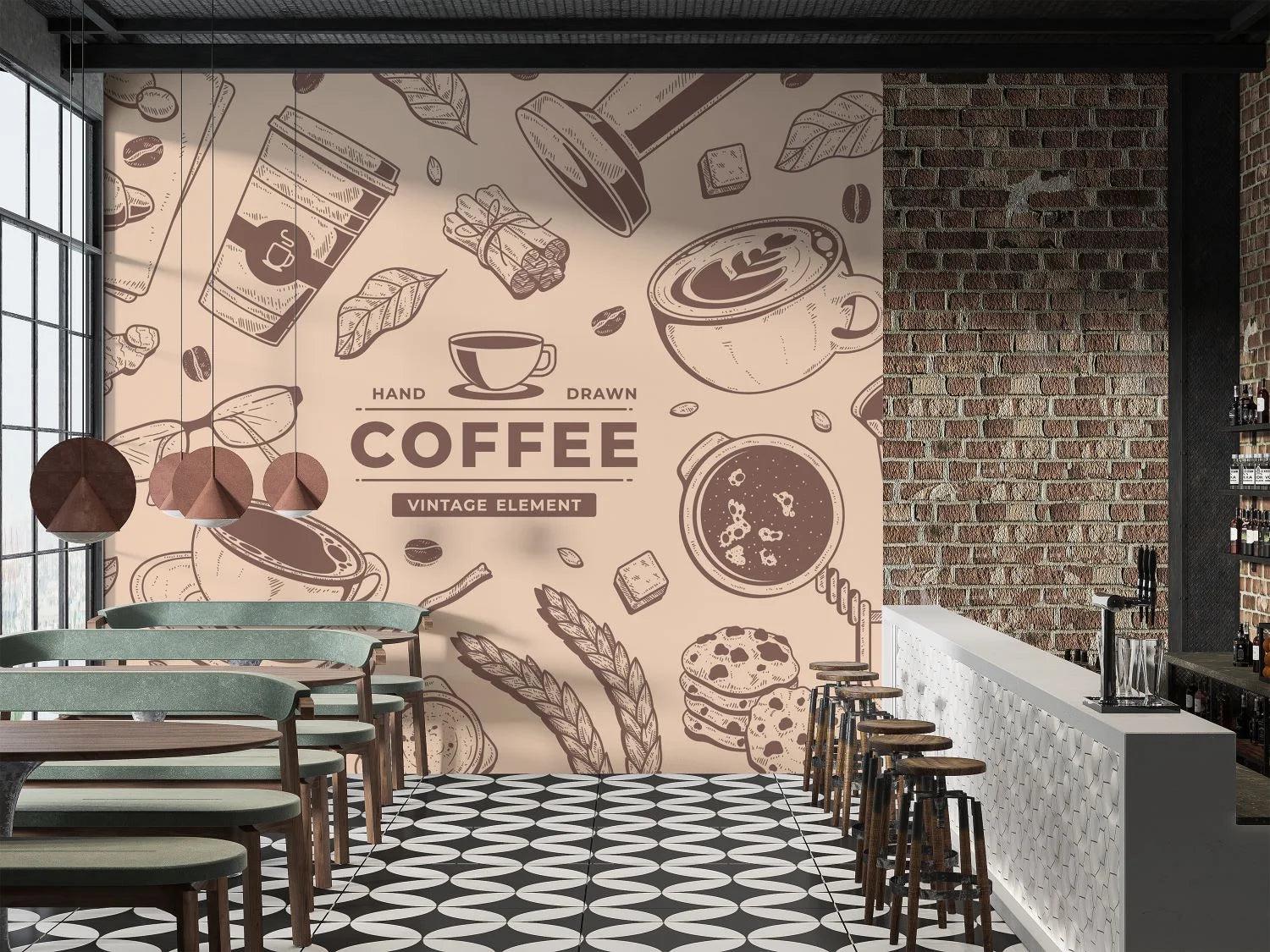 Coffee Shop Wall Mural Wallpaper Peel-and-stick Wall Mural - Etsy