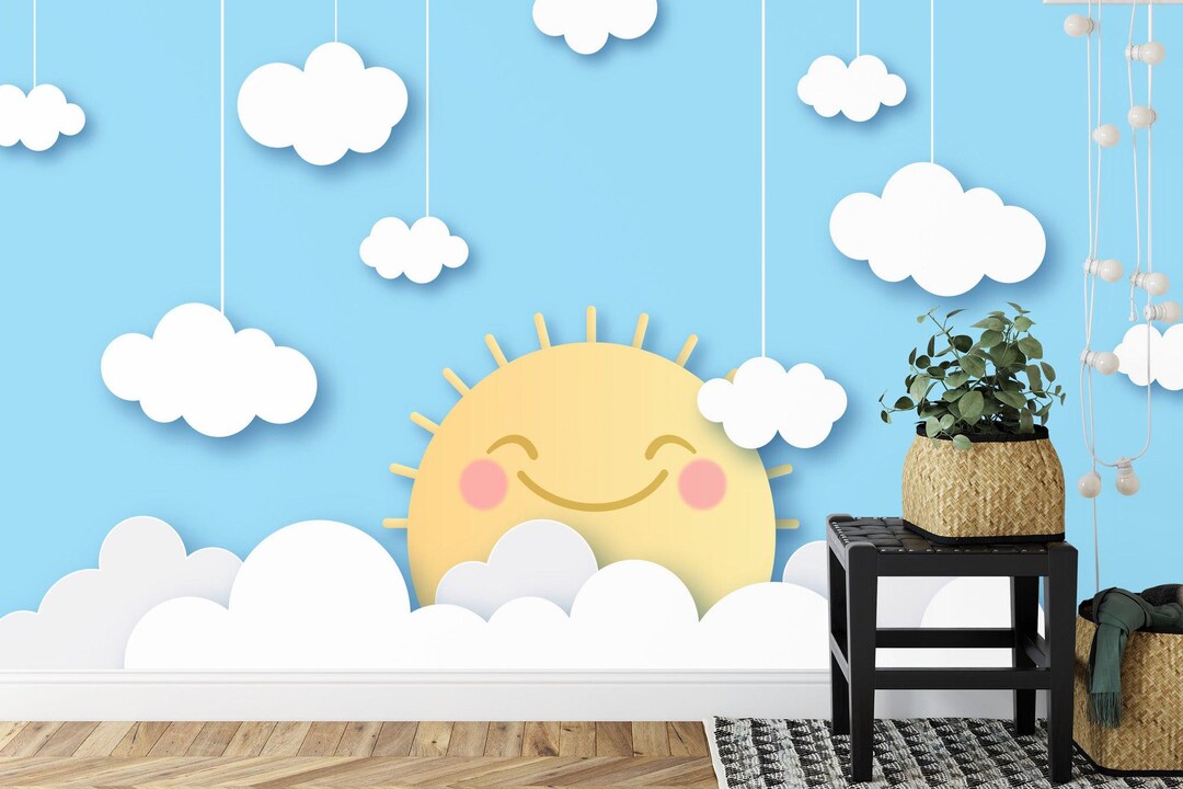 Happy Sun Papercut Wall Mural Wallpaper Peel-and-stick Wallmural - Etsy
