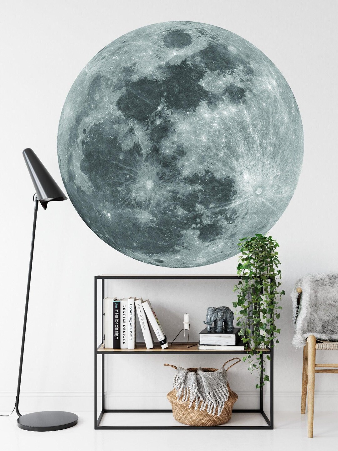 Moon Circular Wall Mural | Wallpaper Peel-and-stick Wall Mural - Etsy
