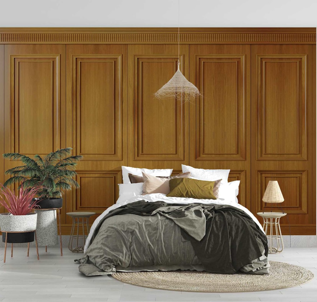 Oak Wood Panel Wallpaper Mural | Bedroom Wallmural - Peel and Stick ...
