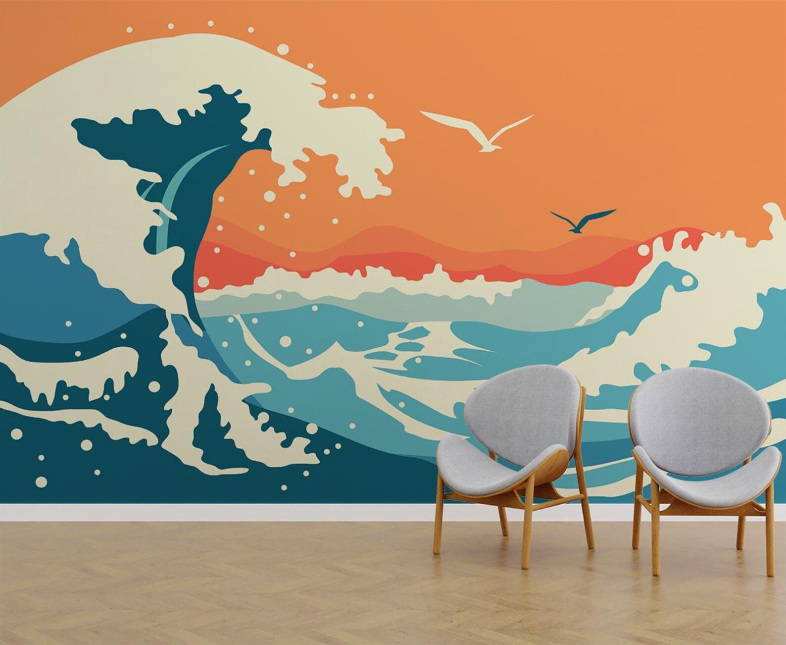 Vibrant Wave Wall Mural | Wallpaper Peel-and-stick Wallmural - Etsy
