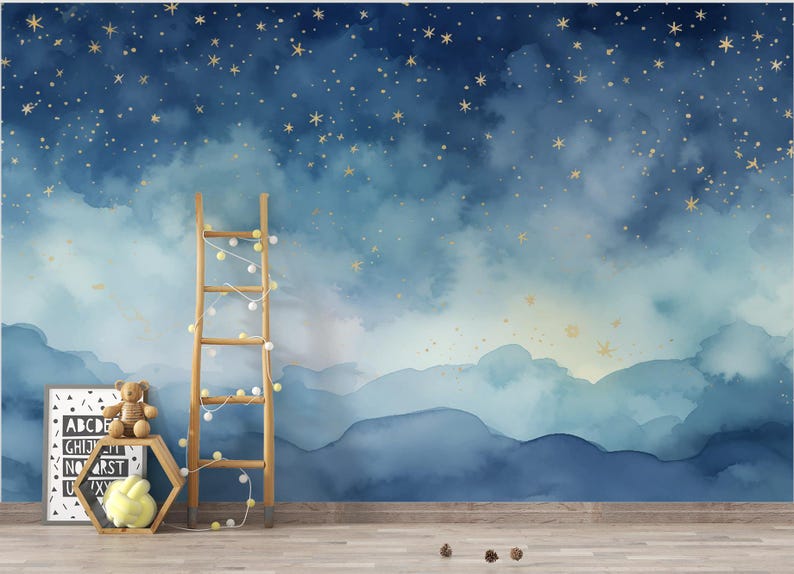 Starry Night Wall Mural | Perfect for Kid's Room or Nursery | Peel and ...