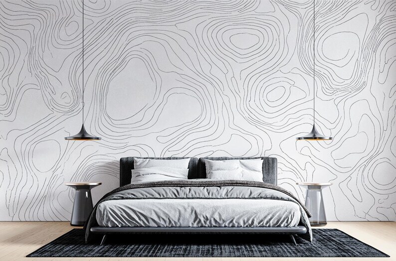 Topographic Map Mural Wallpaper | Wallpaper Peel-and-stick Wall Mural ...