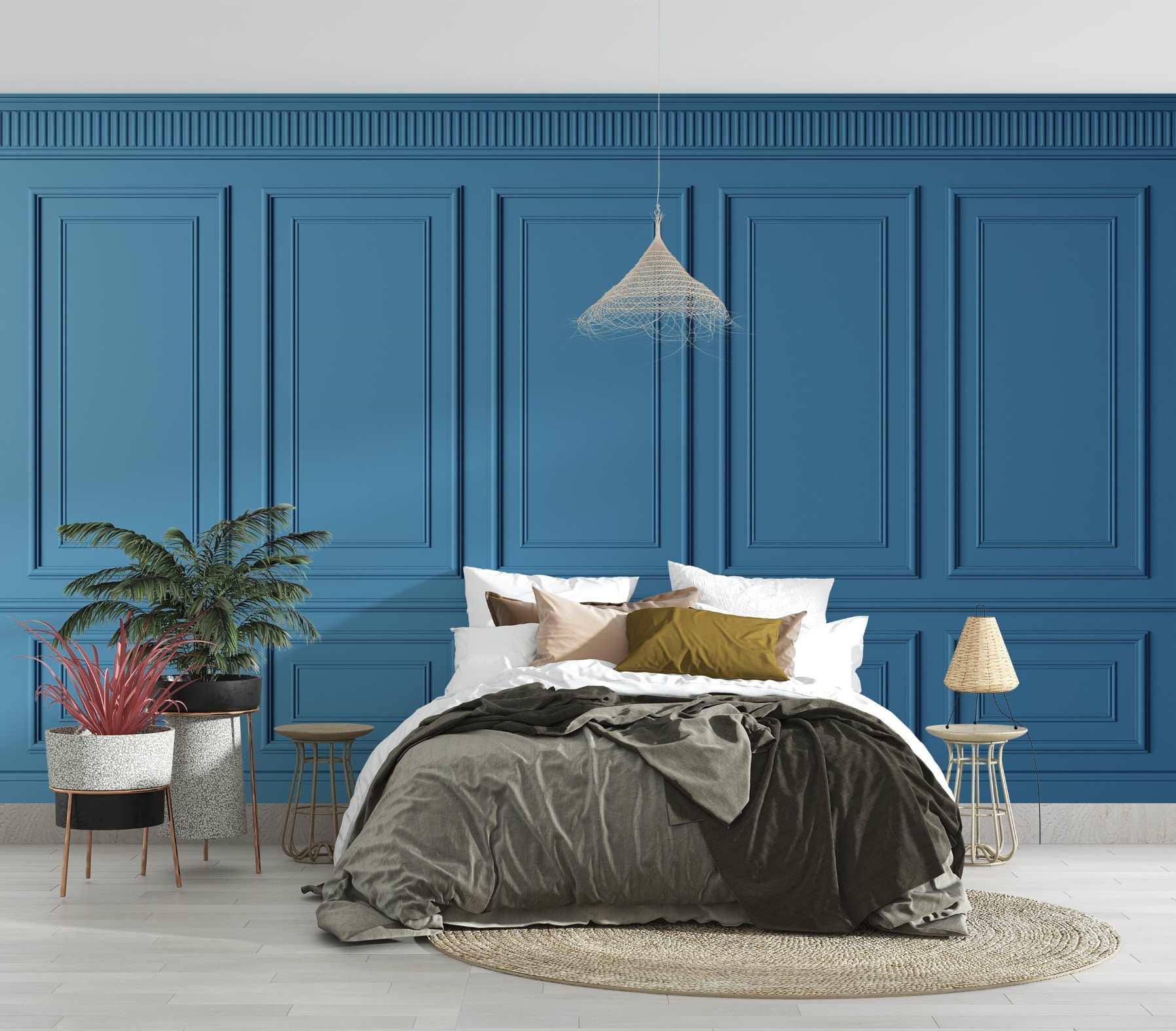 Dark Blue Wood Panel Wallpaper Mural - Etsy UK