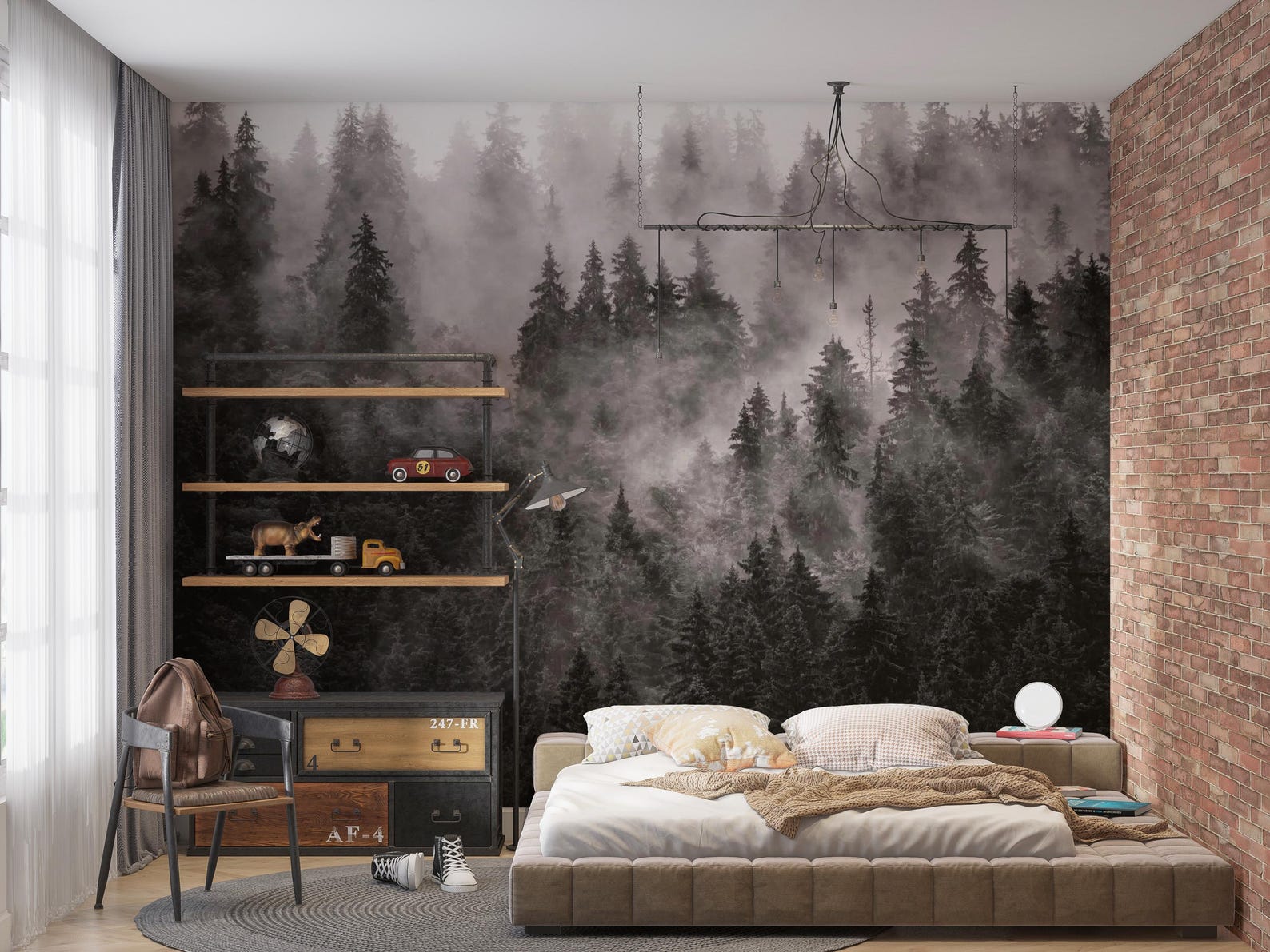 Foggy Forest Wall Mural | Misty Landscape Wall Decor for Bedroom and ...