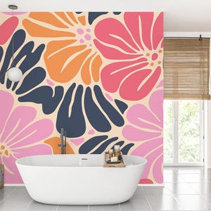 Abstract Floral Pattern Wall Mural | Colorful Wall Decor for Bedroom ...