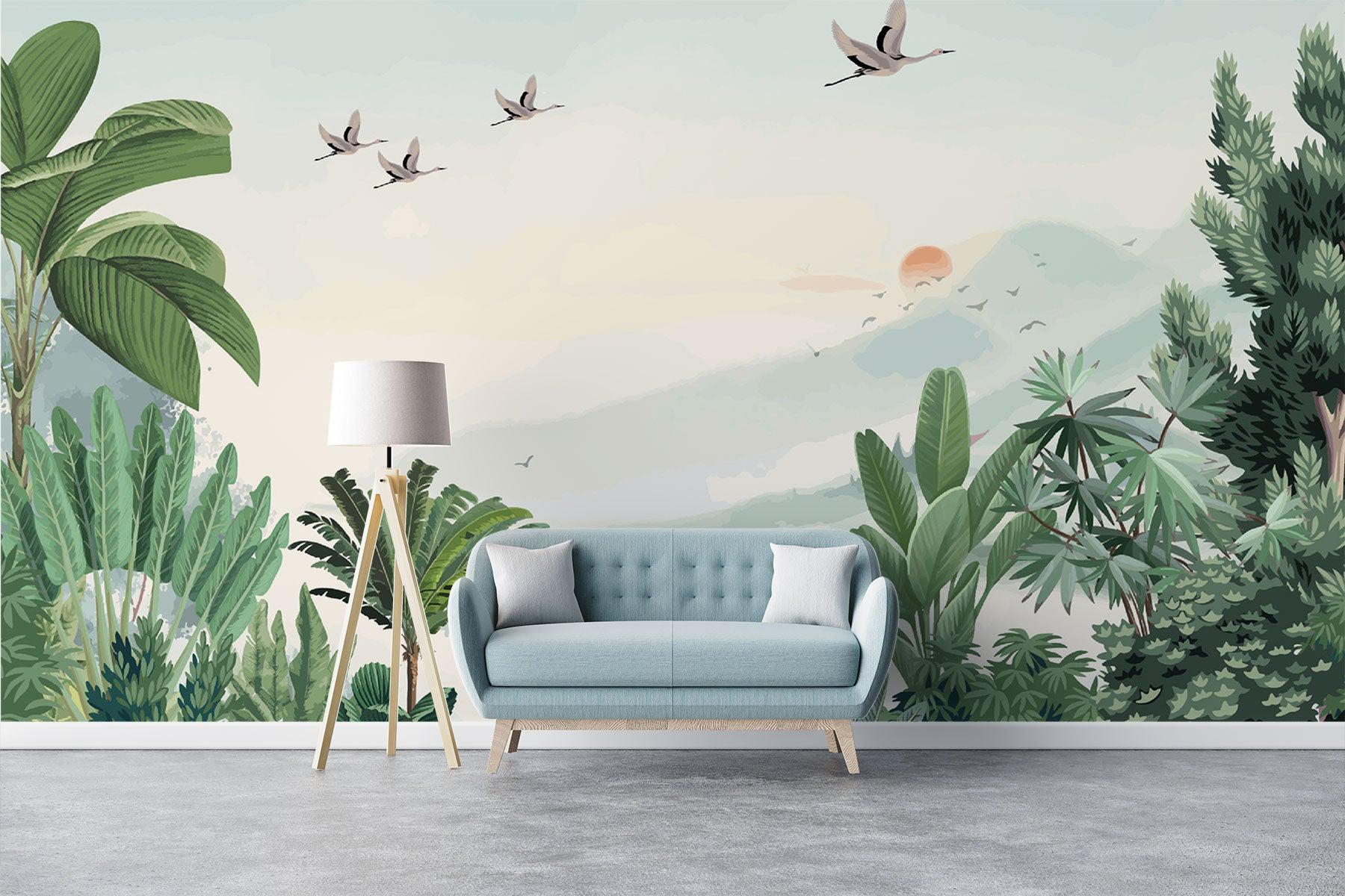 Jungle Escape Wall Mural: Tropical Mountain Self-adhesive Wallpaper - Etsy