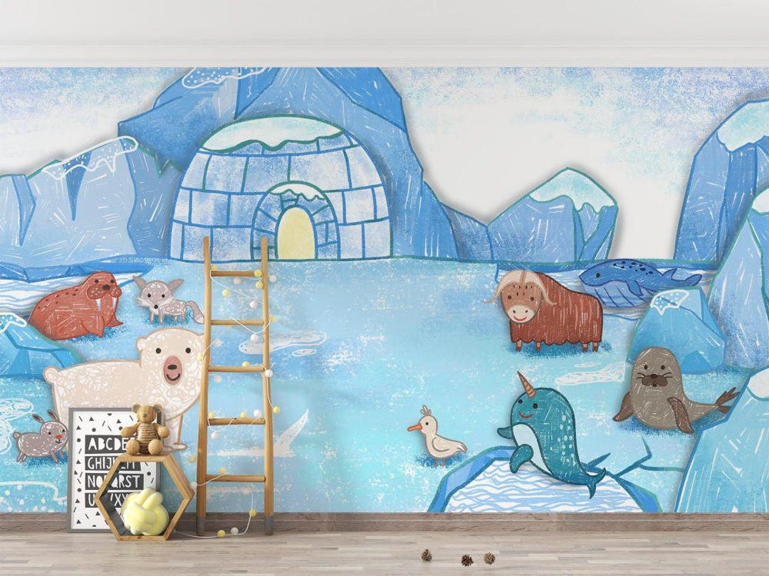 Arctic Animals Wallpaper Mural, Peel-and-stick, Wallpaper Wallmural ...
