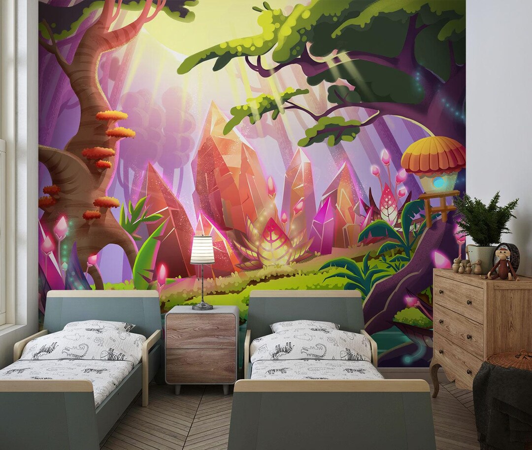 Magic Forest Wall Mural: Enchanting Peel & Stick Wallpaper - Etsy