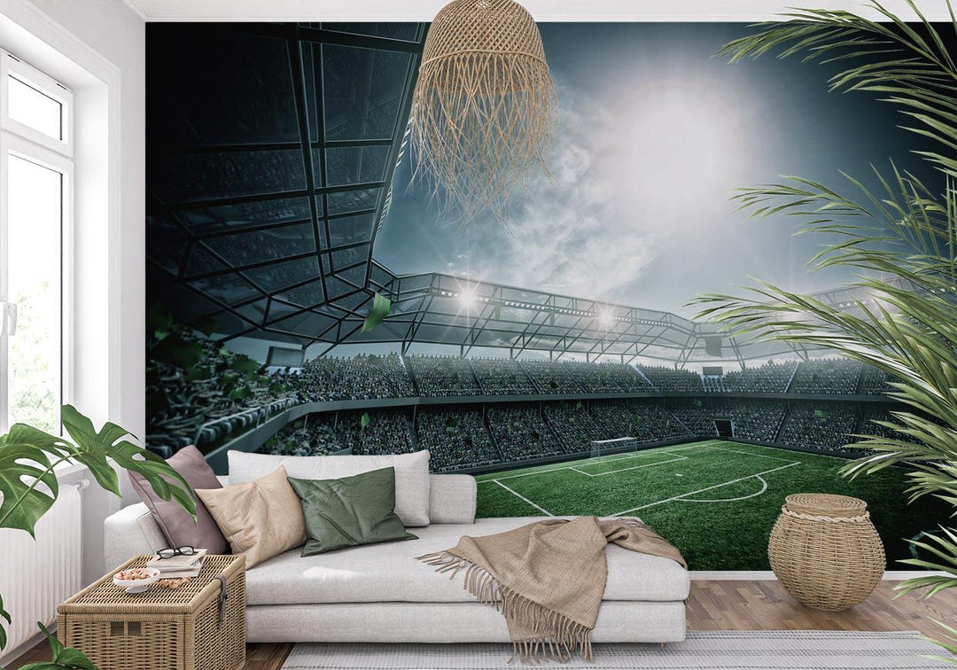 Soccer Stadium Mural Wallpaper - Etsy