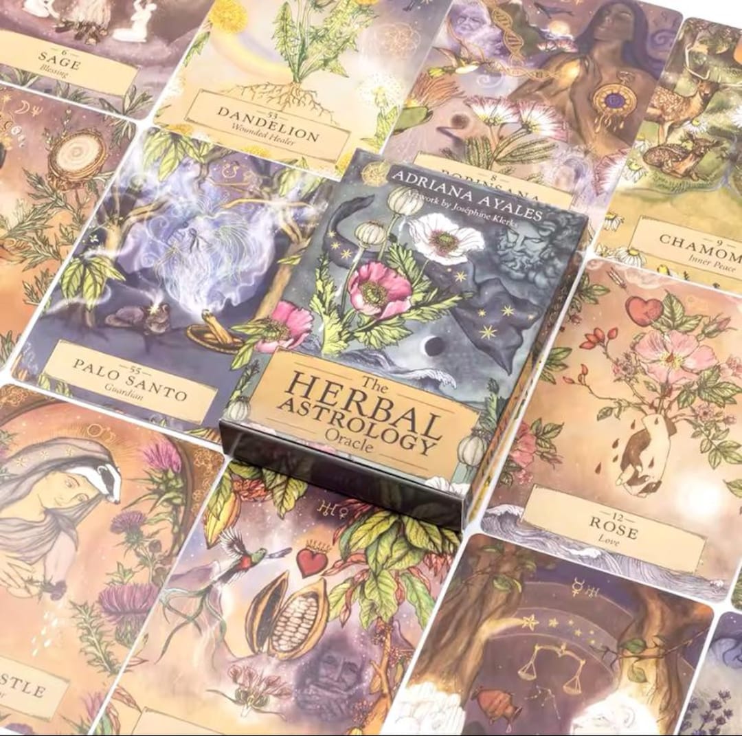 Herbal Tarot Deck - 55 Card Set With Healing Herbs & Botanical ...