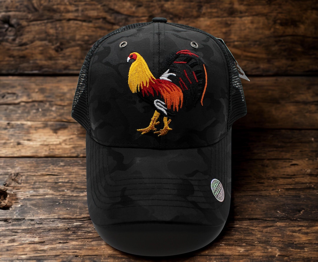 Rooster Baseball Black Hat. Gorra Del Gallo. Embroidered Rooster Hat ...