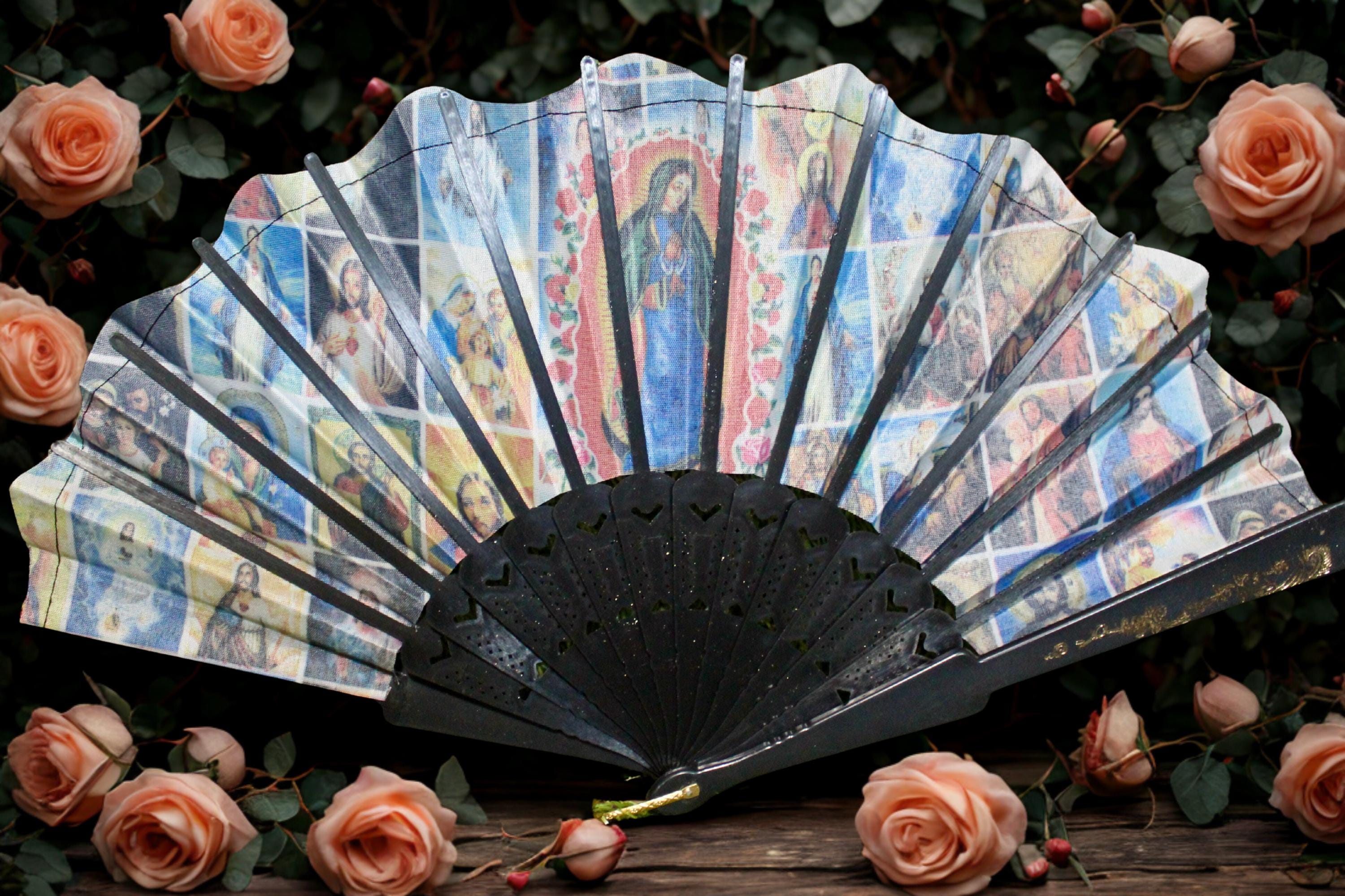 Lady of Guadalupe Hand Fan. Virgin Guadalupe Religious Folding Fan With ...