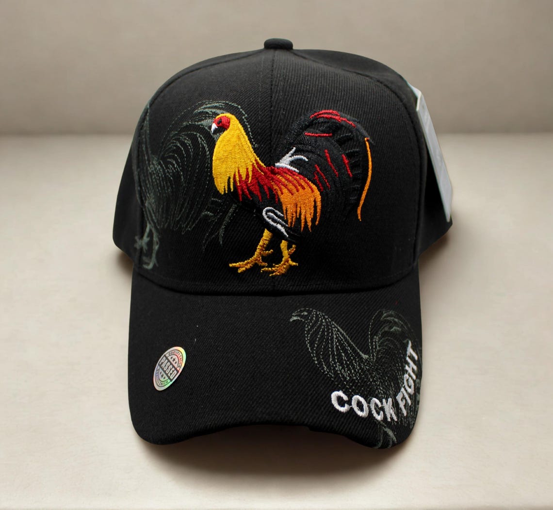 Rooster Baseball Cap Black Hat – Gorra De Gallo – Embroidered Rooster ...