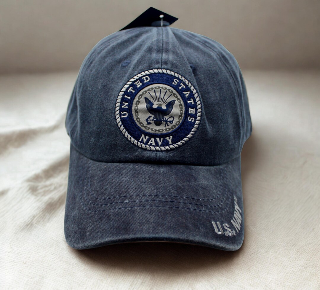 US Navy Hat – Retired Navy Blue Hat– Embroidered Navy Trucker Hat – Dad ...