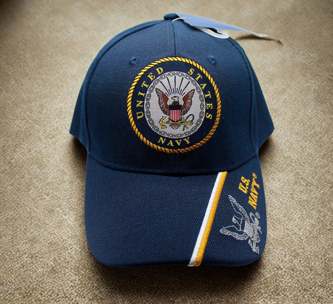US Navy Hat. Navy Blue Hat. Embroidered US Navy Baseball Cap. Navy Logo ...