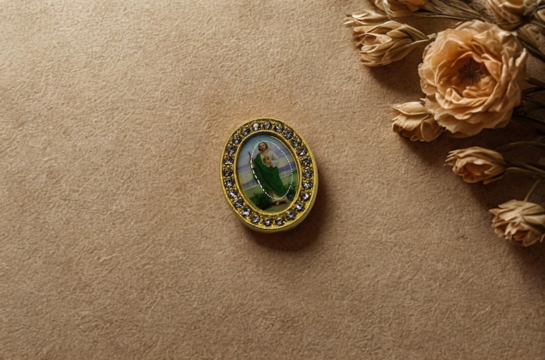Saint Jude Pin. San Judas Tadeo Pin. Religious Gold Tone Brooch ...