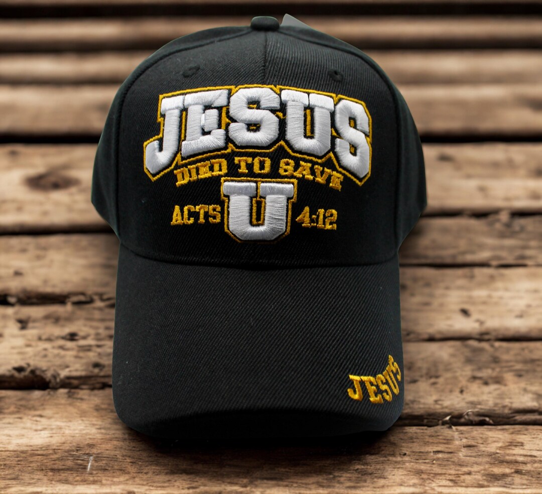 Jesus Died to Save U Hat. Religious Cap. Gift for Believers. Black ...