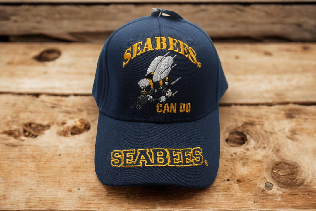 US Navy Seabees Hat. Blue Embroidered Seabees Baseball Cap. Navy ...