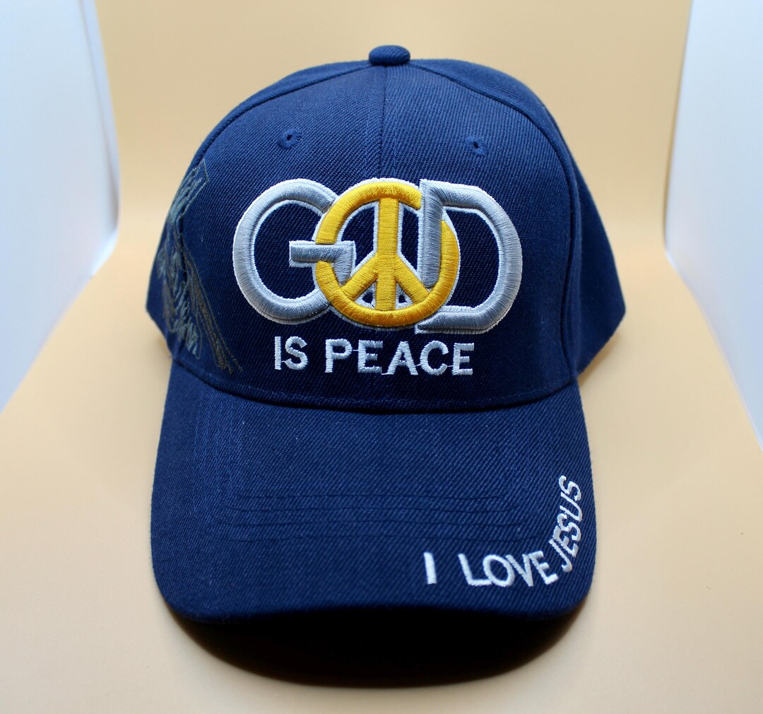 God is Peace Blue Hat. Inspirational Christian Cap, Faith Message ...