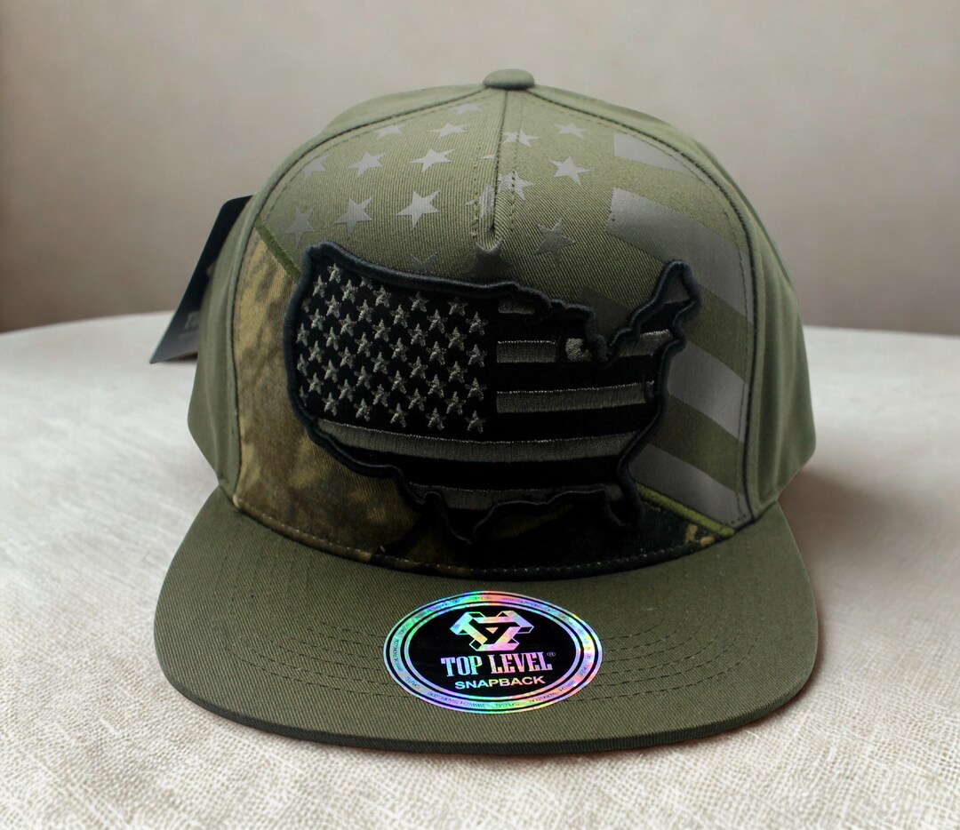 USA Green Baseball Cap With Map and Flag – Embroidered Patriotic Hat ...