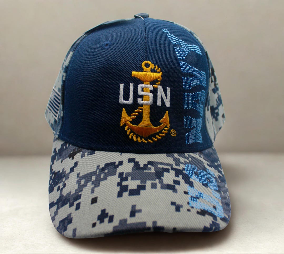 US Navy Anchor Hat. Premium Navy Camo Hat. U.S Navy Hat. Veteran Gift ...