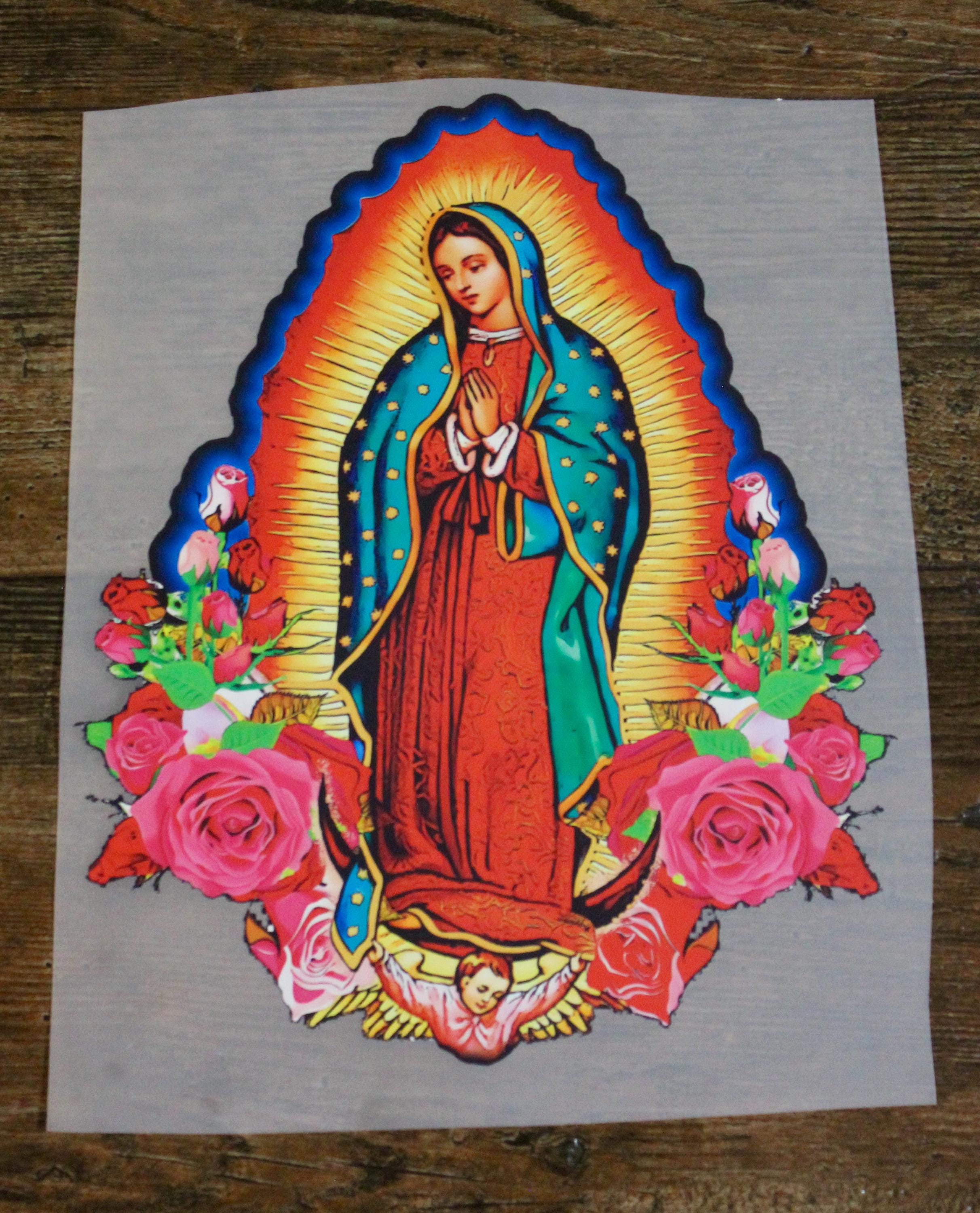 Our Lady of Guadalupe DTF Transfer. 12" Virgin Mary Heat Transfer ...