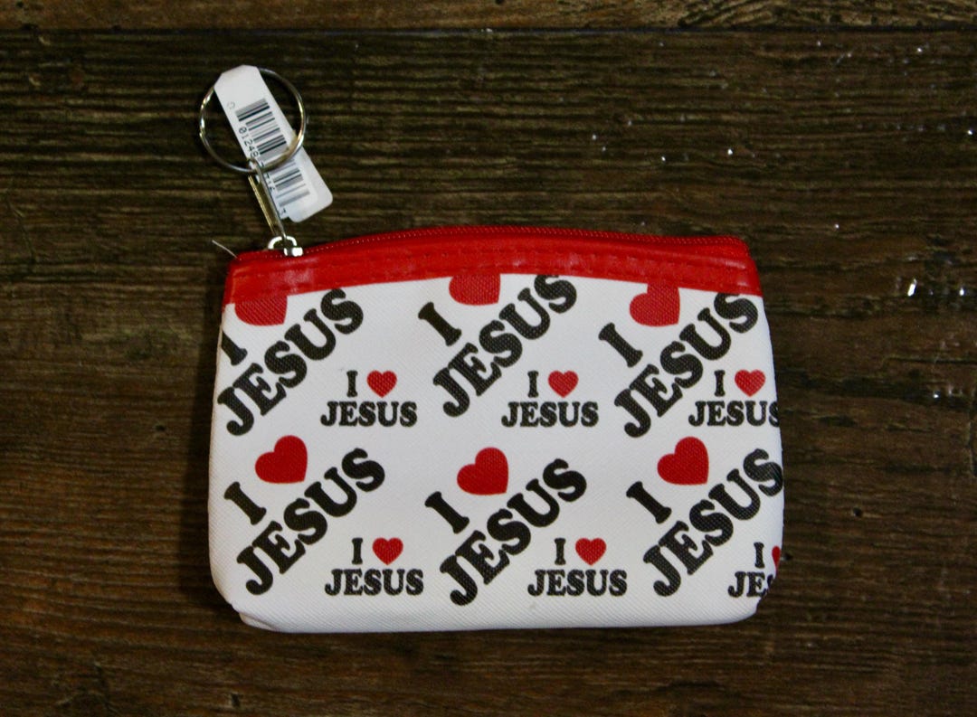 I Love Jesus Coin Purse 5.25'' X 3.5''. Zipper Christian Wallet. Jesus ...