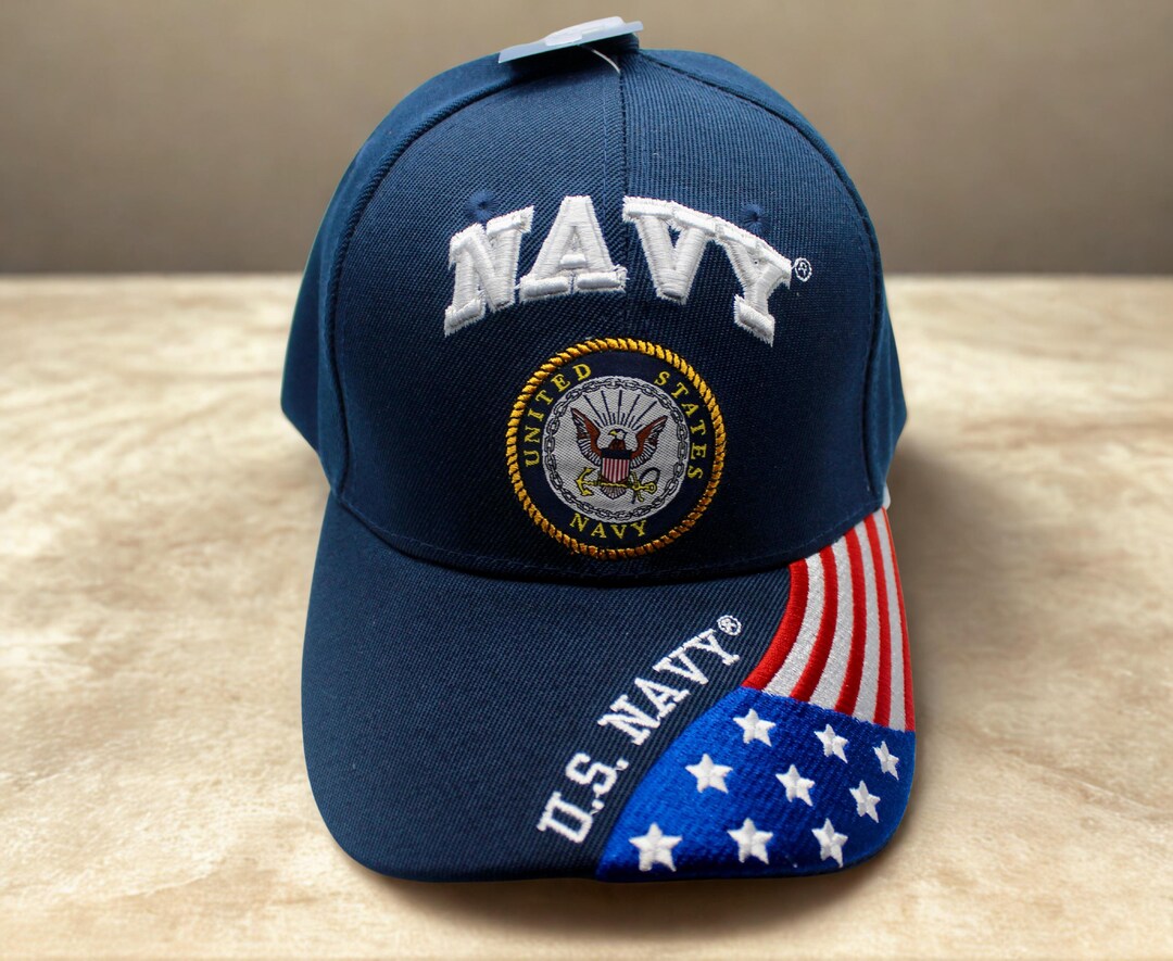 US Navy Hat. Navy Blue Hat. Embroidered US Navy Baseball Cap. Navy Logo ...