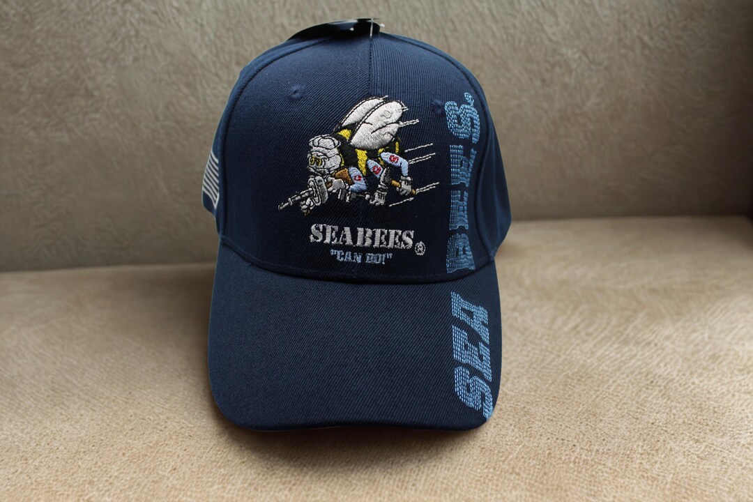U.S. Navy Seabees Hat. Blue Navy Seabees Embroidered Baseball Cap ...