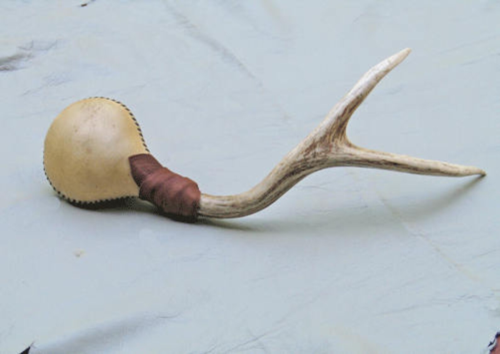 SOLD Rawhide Rattle With Deer Antler Handle and Buckskin - Etsy